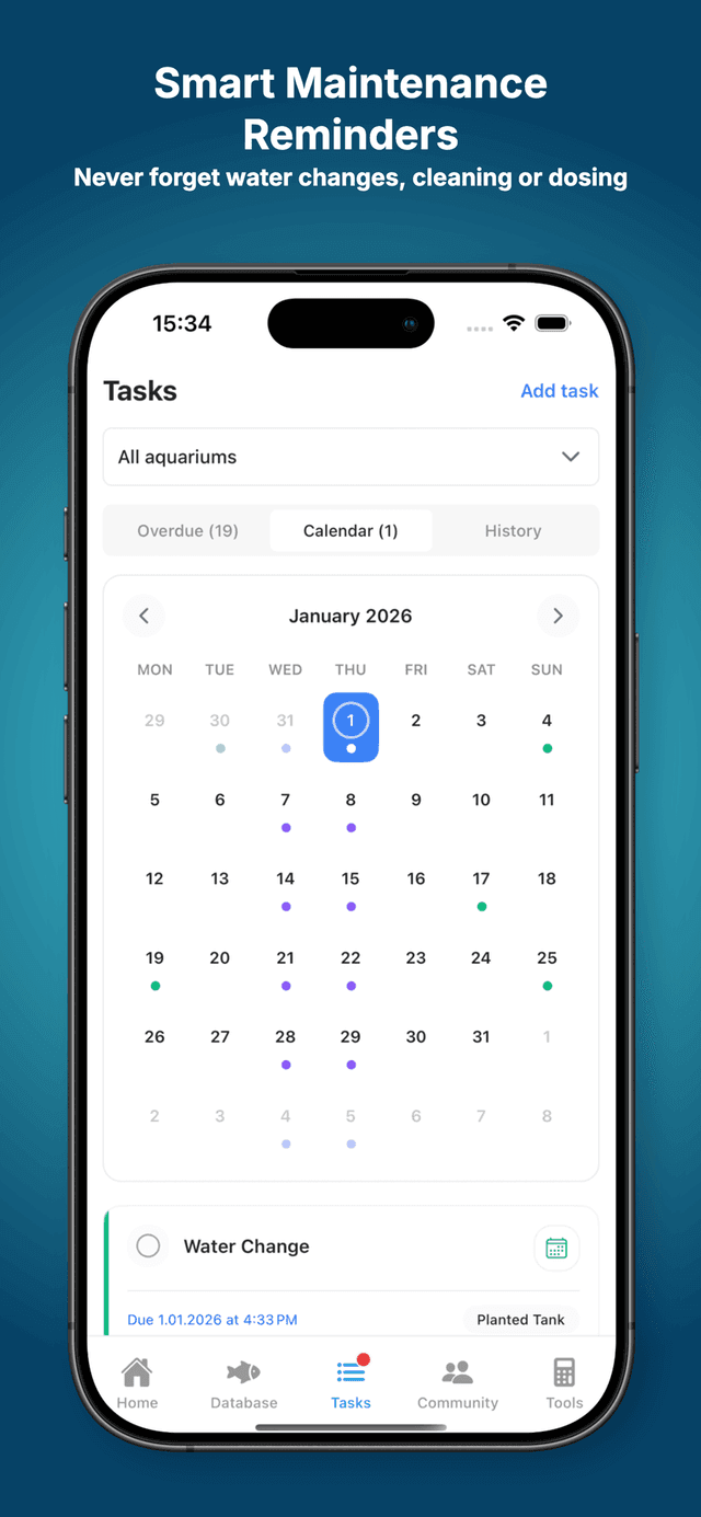 Aquarium Tracker: Tank Manager App for Water Parameters, Tasks & Fish Care